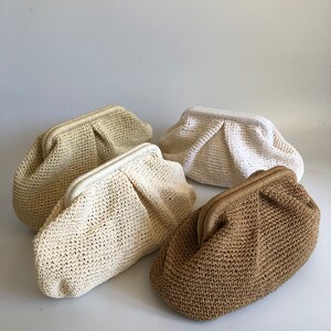 Raffia Beige Clutch Bag for Women Straw Knitted Raffia Bag - Etsy