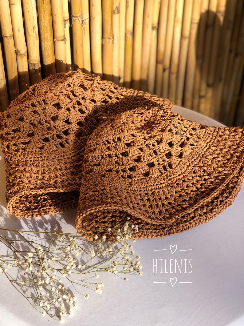 Handmade Crochet Bucket Hat Natural Raffia Hat Style Raffia - Etsy