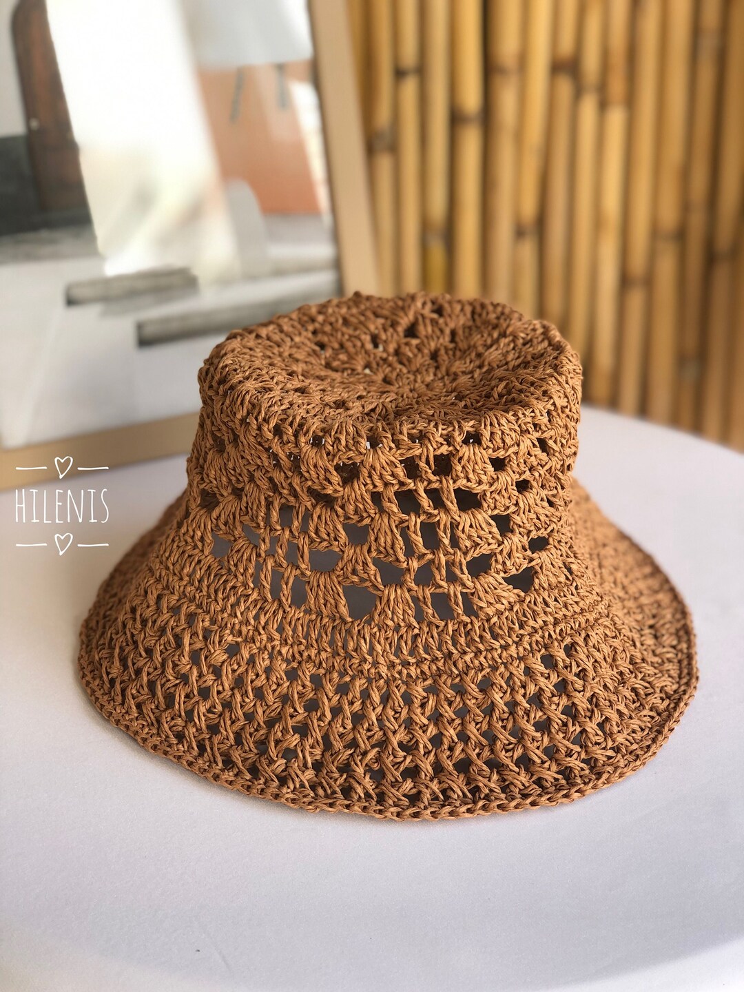 Handmade Crochet Bucket Hat Natural Raffia Hat Style Raffia - Etsy