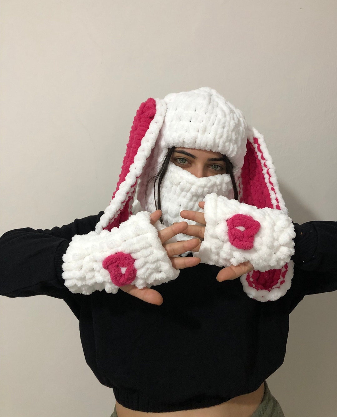 Bunny Balaclava Mask Knitted Balaclava Unisex Animal - Etsy