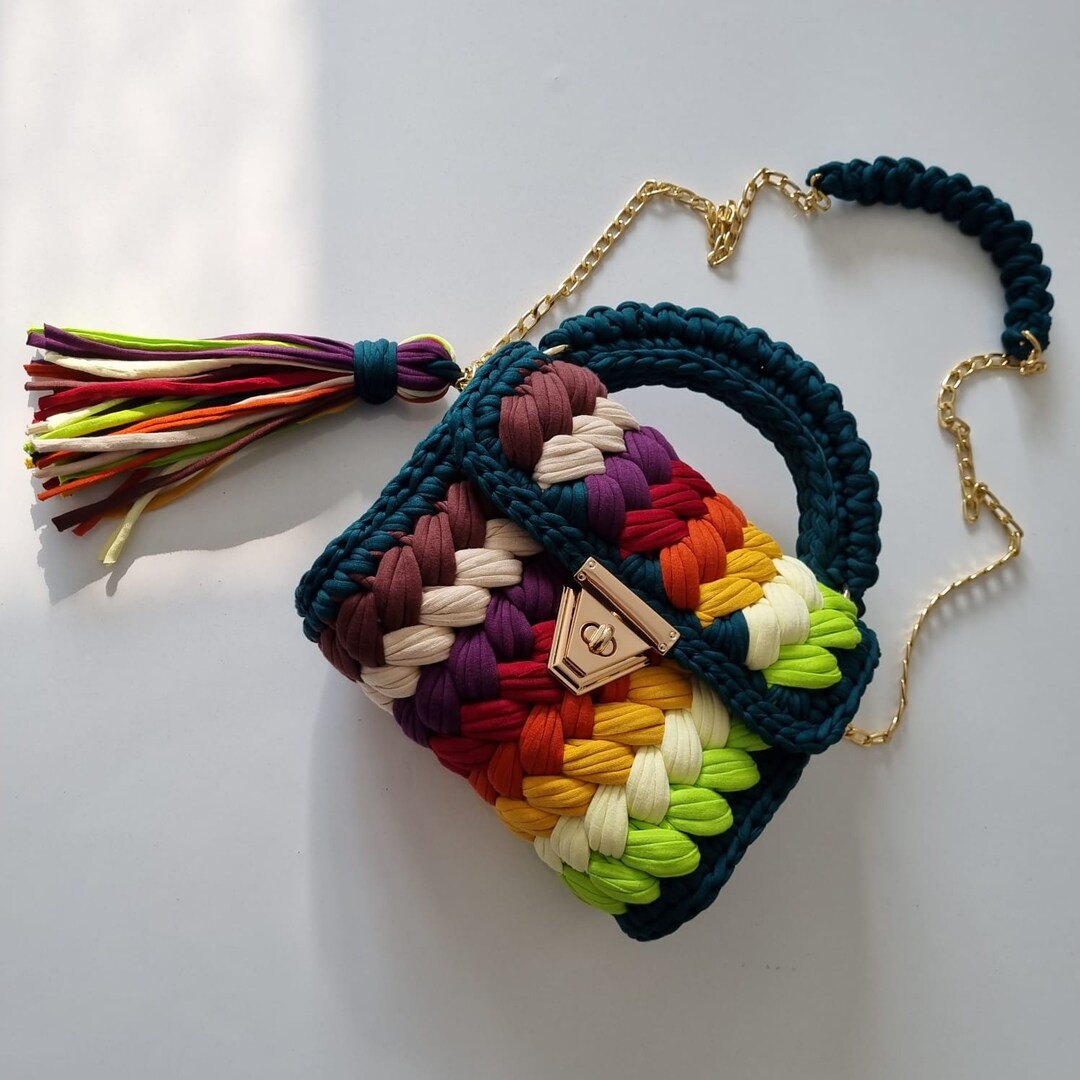 Multi Color Bag / Personalized Bag / Crochet Designer Bag / - Etsy