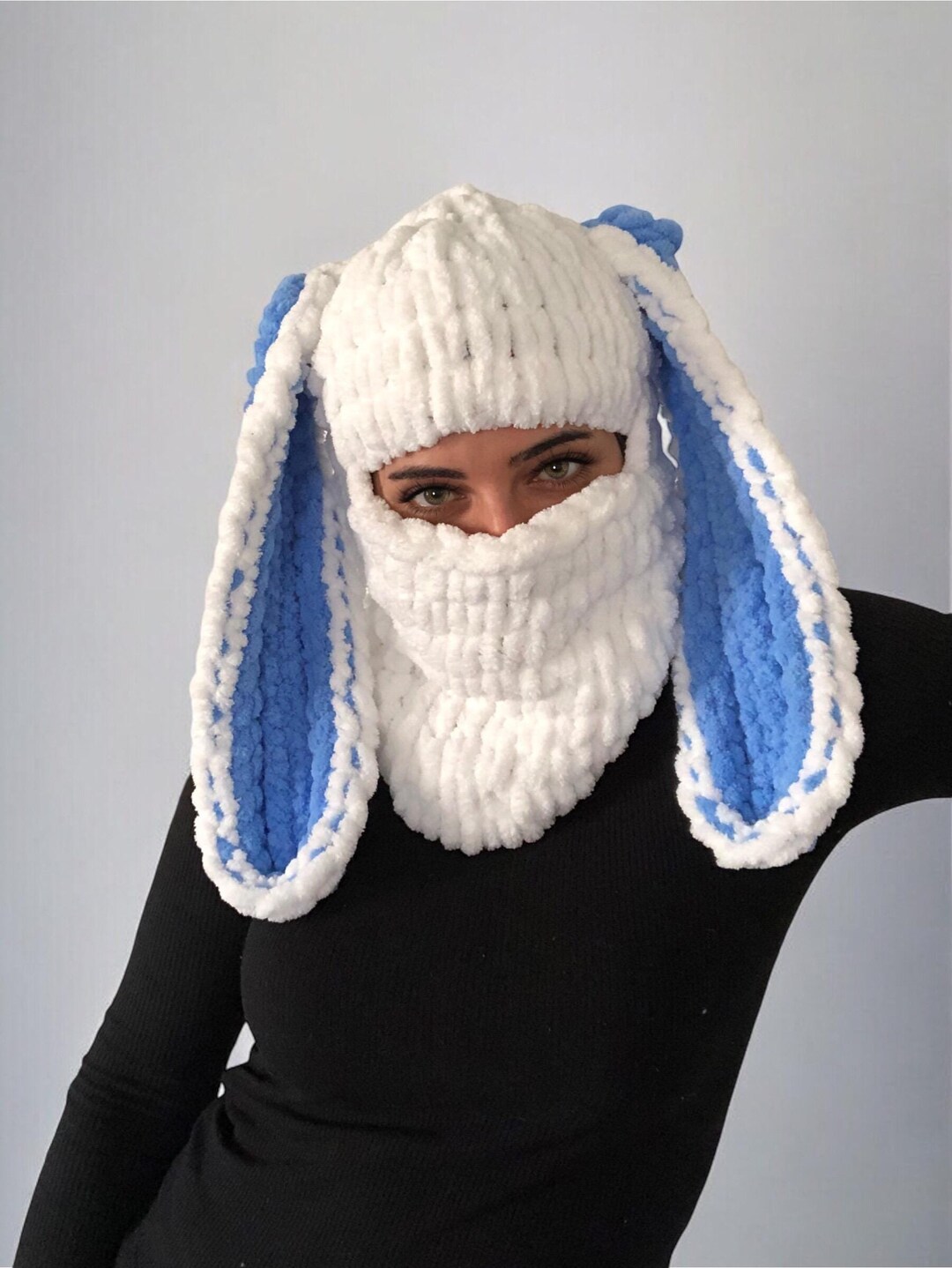 Knitted Balaclava, Bunny Balaclava Mask, Unisex Animal Balaclava ...