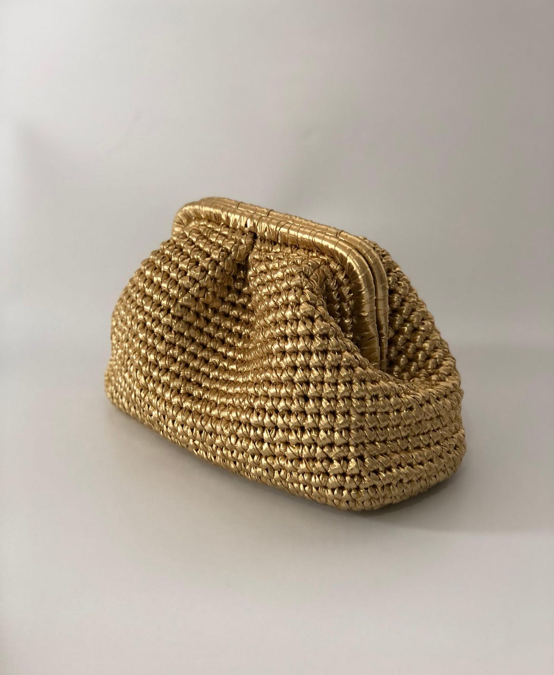 Metallic Gold Clutch Bag for Women, Evening Woven Pouch Bag, Gold ...