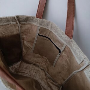 Jute Tote Bag for Women, Natural Summer Shoulder Bag, Handmade Beach ...