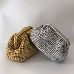 Handmade Silver Metallic Clutch Bag for Women, Evening Pouch Clutch Bag ...