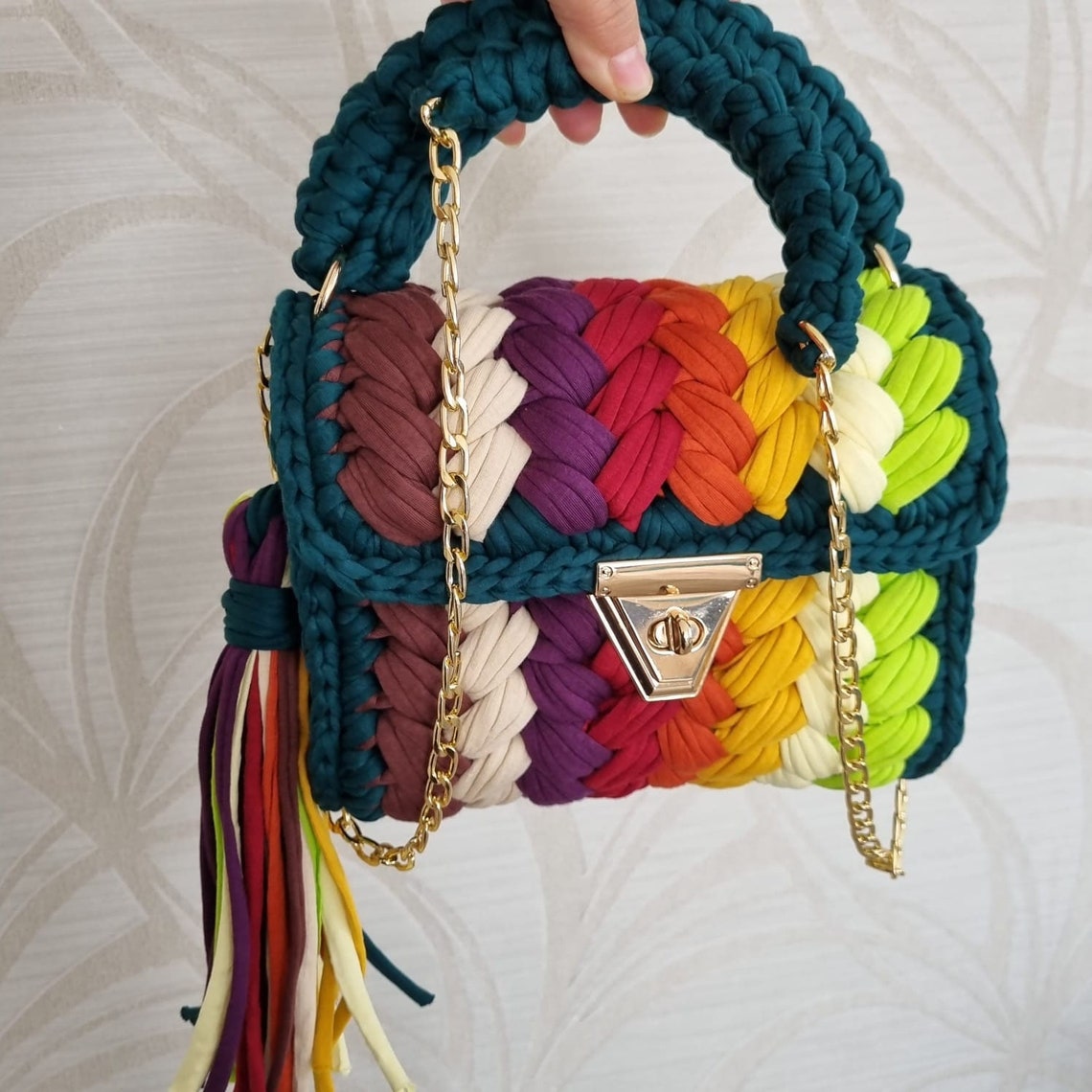 Multi Color Bag / Personalized Bag / Crochet Designer Bag / - Etsy