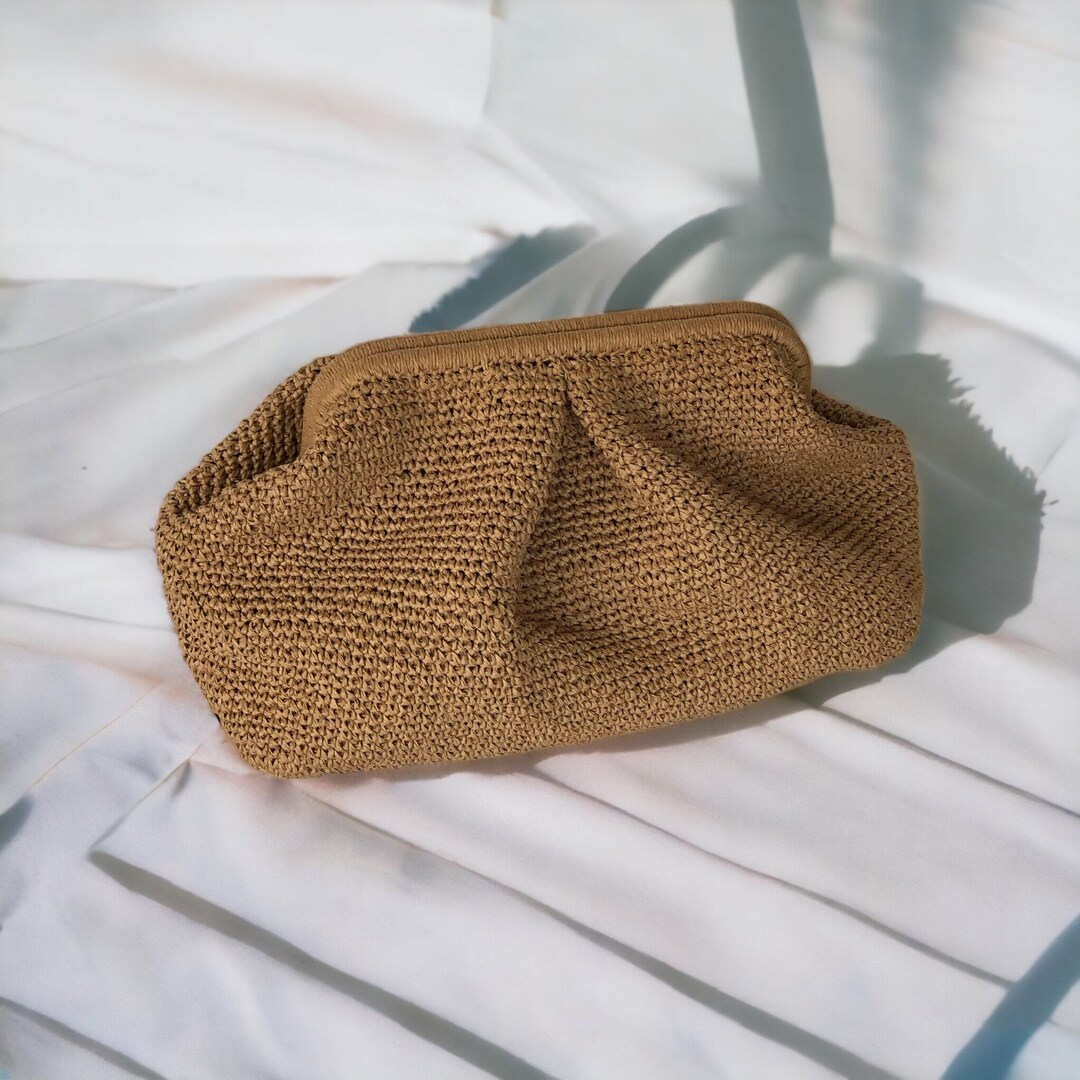Handmade Raffia Clutch Bag, Raffia Beige Clutch Bag for Women, Natural ...