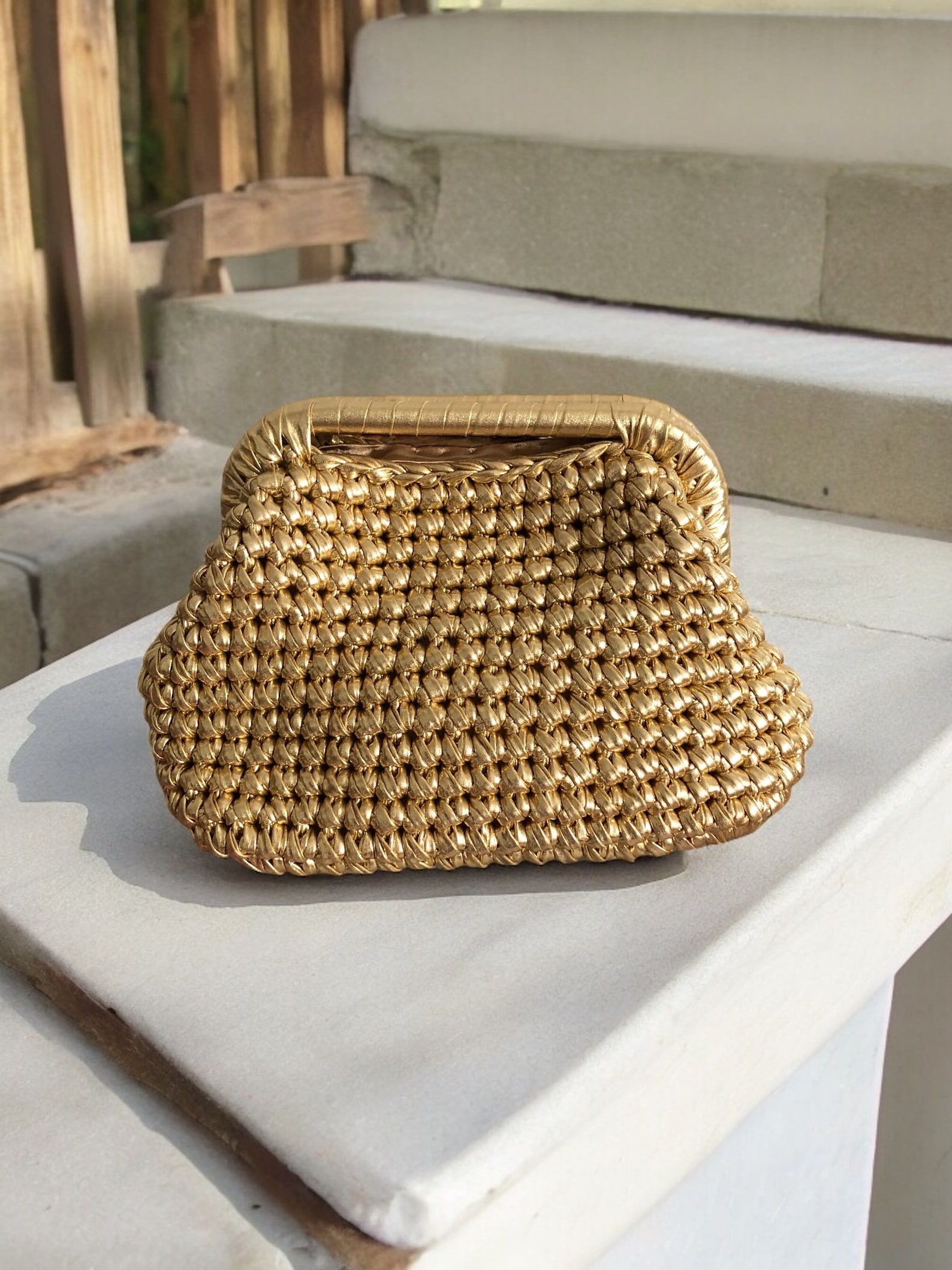 Mini Gold Wedding Bag for Women, Luxury Gold Woven Clutch Bag, Evening ...