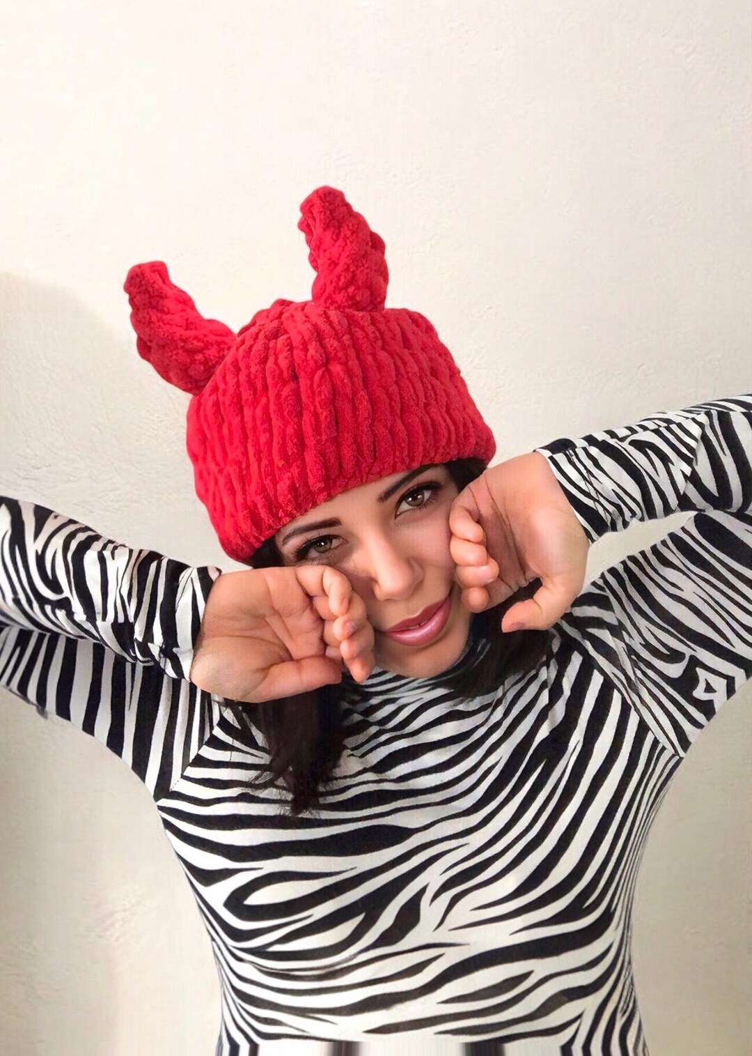 Handmade Devil Beanie, Lucifer Hat, Sexy Devil Balaclava, Halloween Hat ...