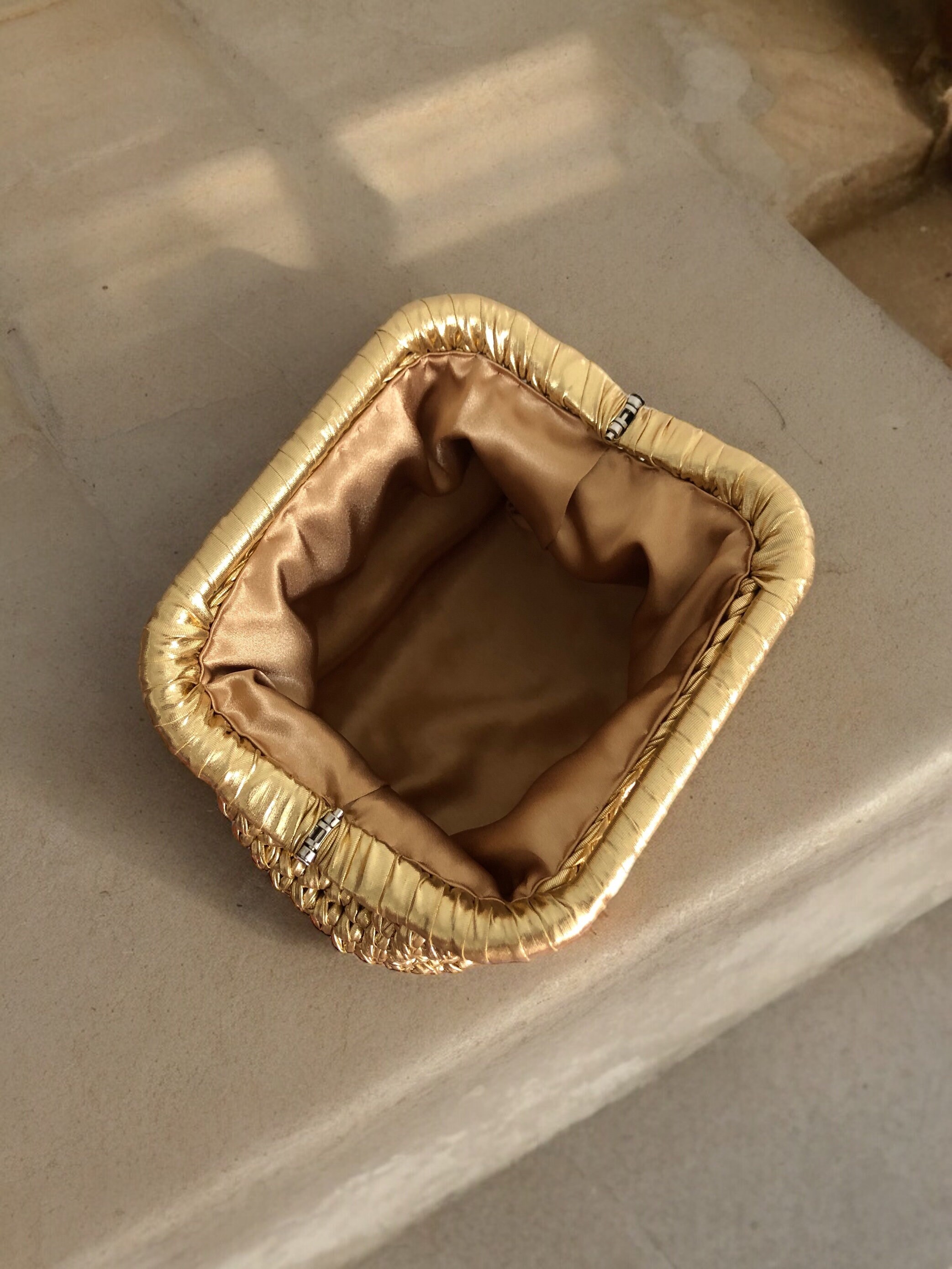 Mini Gold Wedding Bag for Women, Luxury Gold Woven Clutch Bag, Evening ...