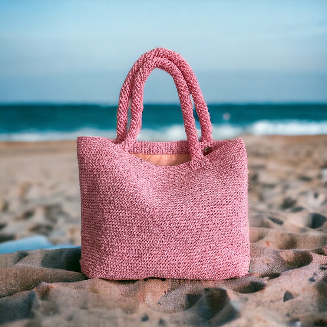 Pink Summer Shoulder Tote Bag for Women, Straw Beach Shoulder Bag ...