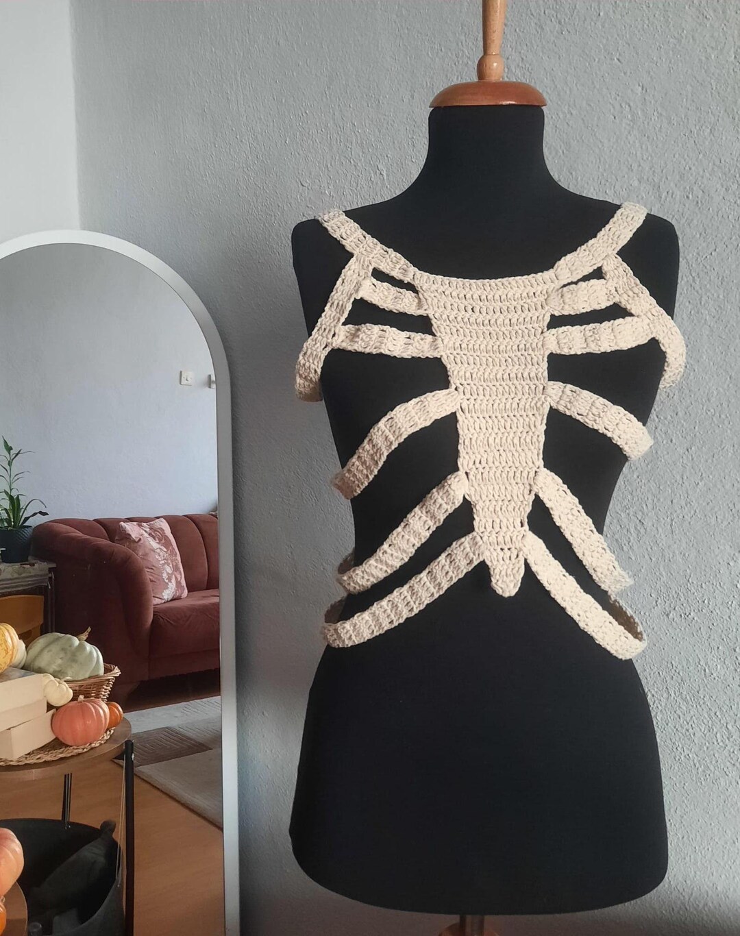 Crochet Skeleton Top, Skeleton Corset, Crochet Bone Corset, Crochet ...
