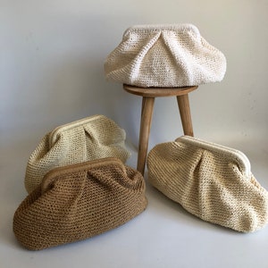Small Raffia Beige Clutch Bag for Women Straw Knitted Raffia - Etsy