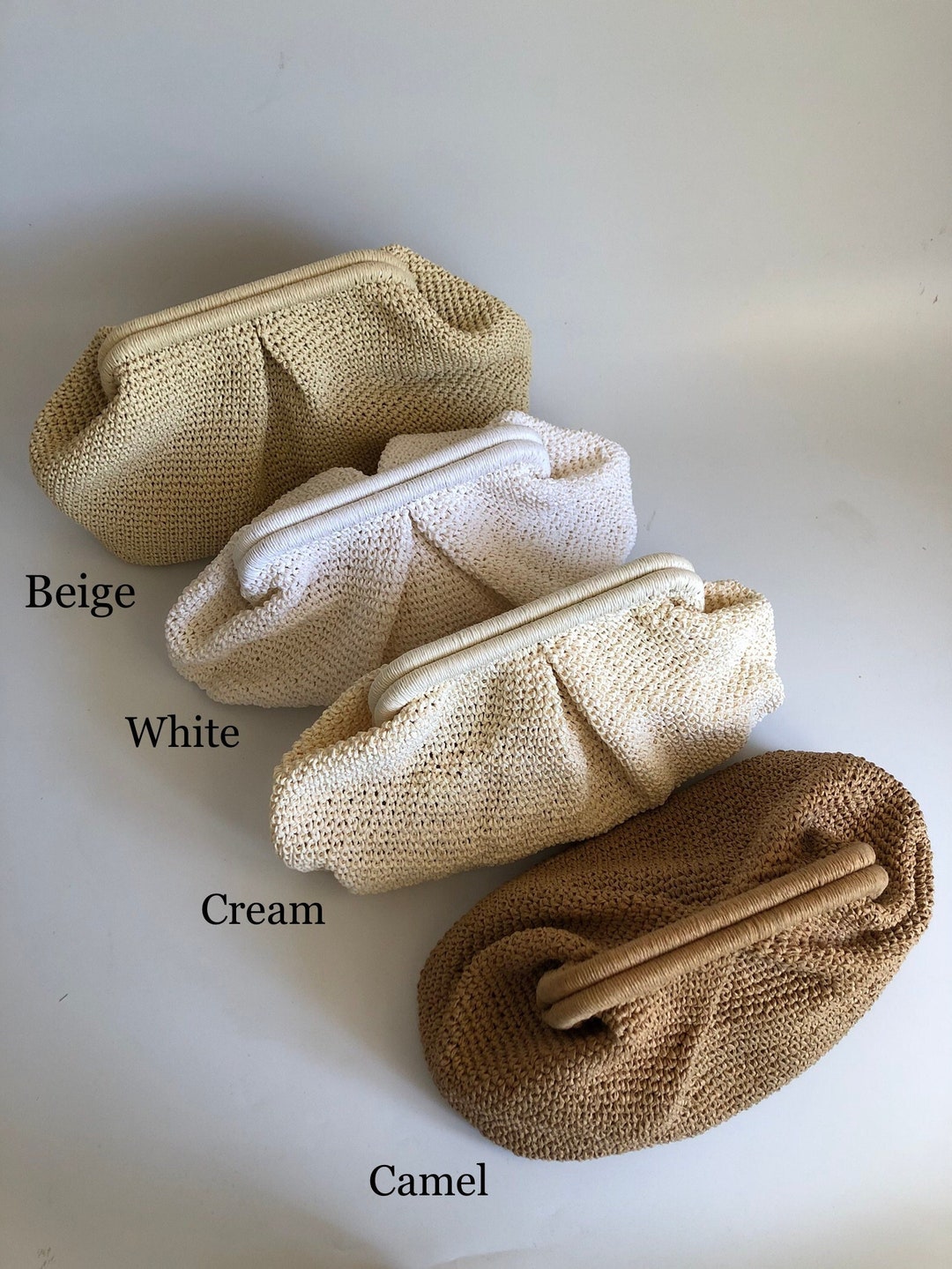 Small Raffia Beige Clutch Bag for Women, Straw Knitted Raffia Bag ...