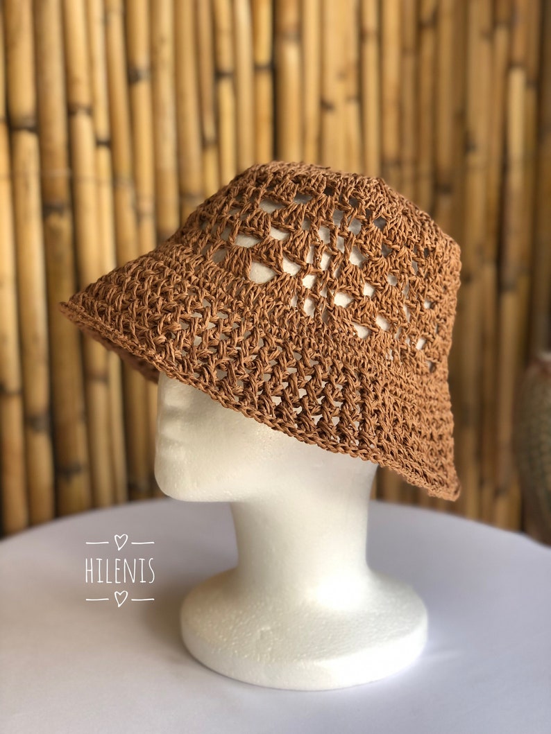 Handmade Crochet Bucket Hat Natural Raffia Hat Style Raffia - Etsy