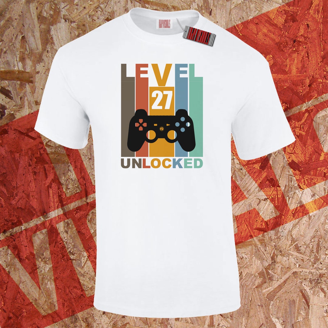 Level 27 Unlocked T-shirt 27th Birthday Gifts Gamer Unisex Adults ...