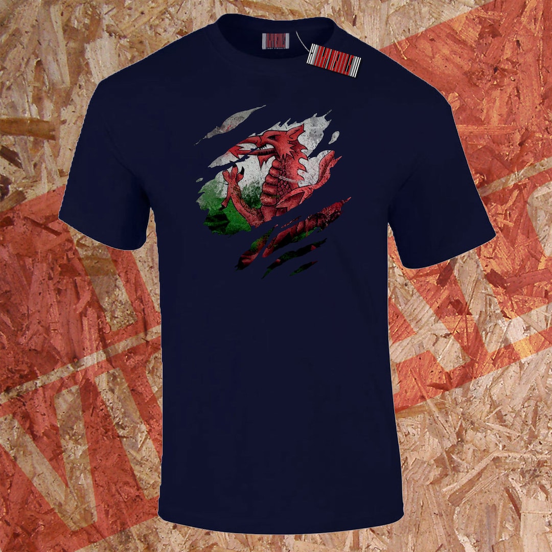 Torn Wales Flag Welsh Dragon Six Nations Rugby Patriotic Pride T-shirt ...