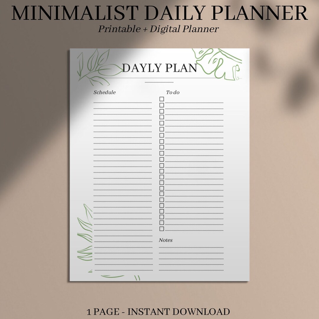 Printable Daily Planner, Minimalist, Aesthetic, Daily to Do List ...