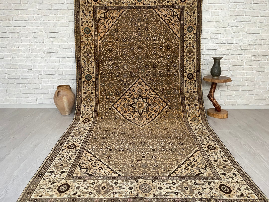 5x10 Persian Rug, Antique Handmade Rug, Brown Area Rug, Malayer Rug ...