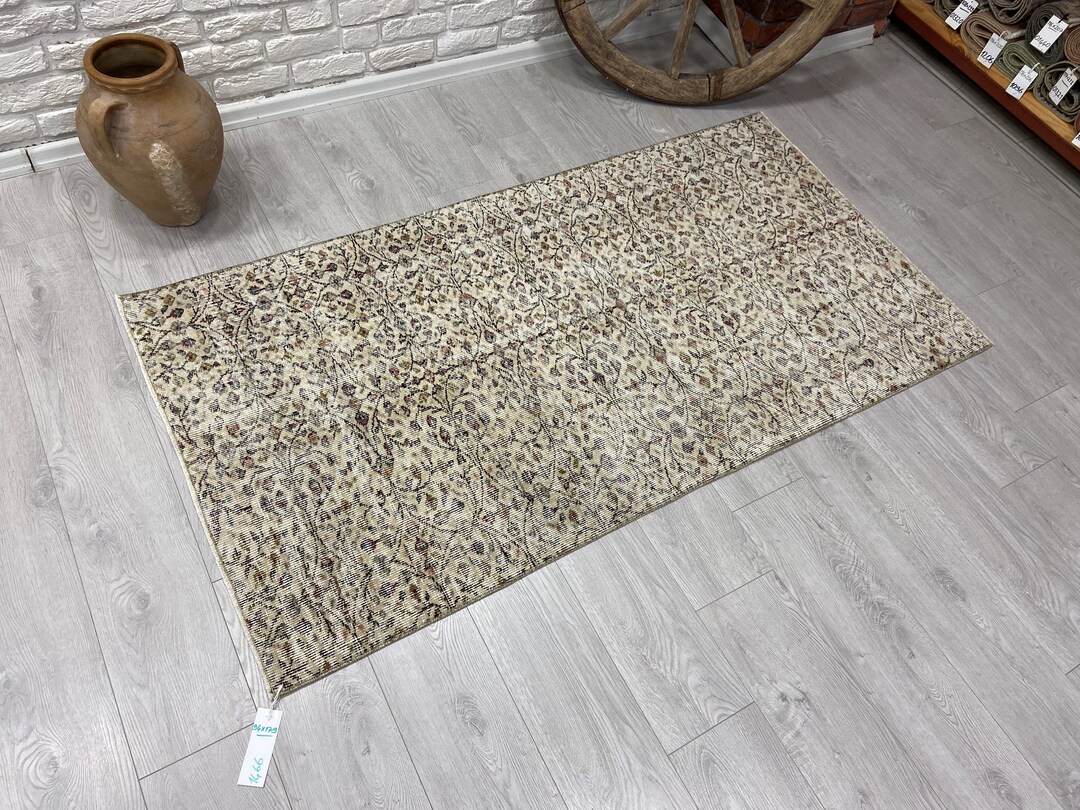 3x6 Vintage Rug Handmade Rug Beige Rug Turkish Area Rug Anatolian Rug ...