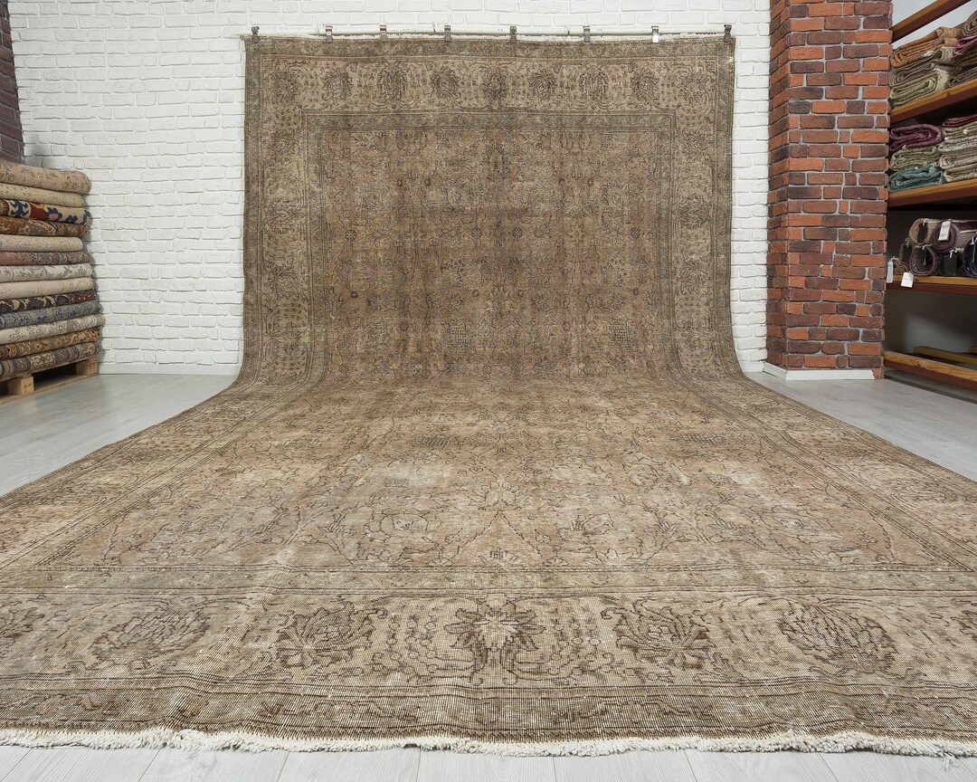 10x16 Persian Rug Brown Vintage Rug Antique Handmade Rug Faded Rug ...
