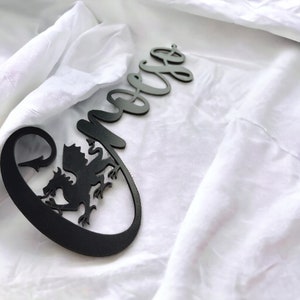 Croeso Welsh Dragon Wall Art: Black MDF Welcome Sign - Etsy UK