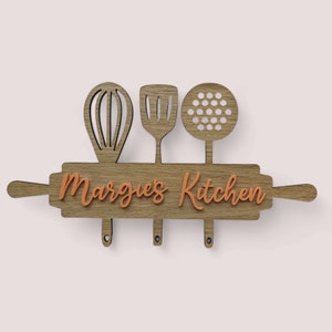 Personalised Name Kitchen Wall Sign. Utensils. Mothers Day Gift. Father ...
