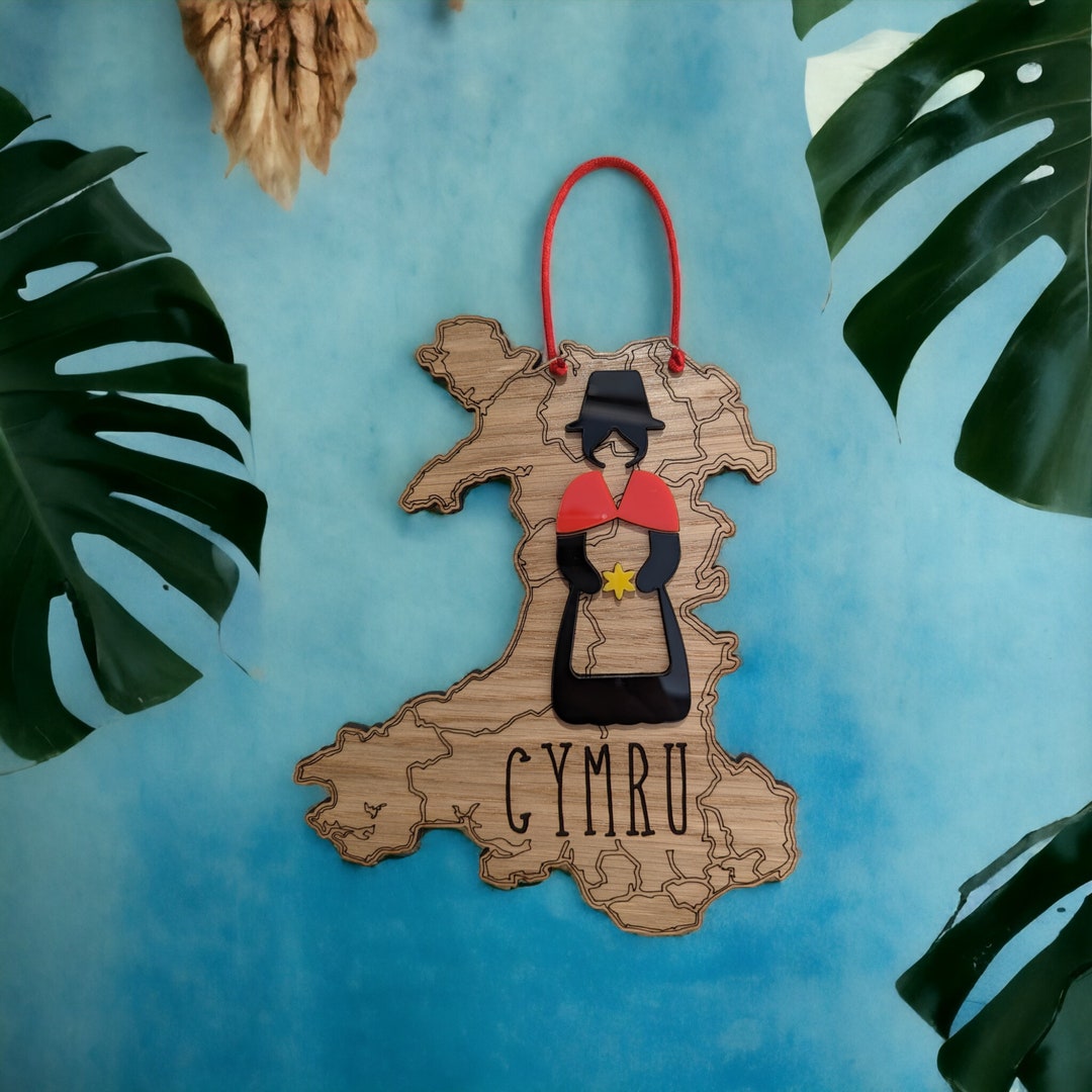 Cymru Welsh Lady Map of Wales Hanging Sign. Cymraes. Wales Map. Cymru ...