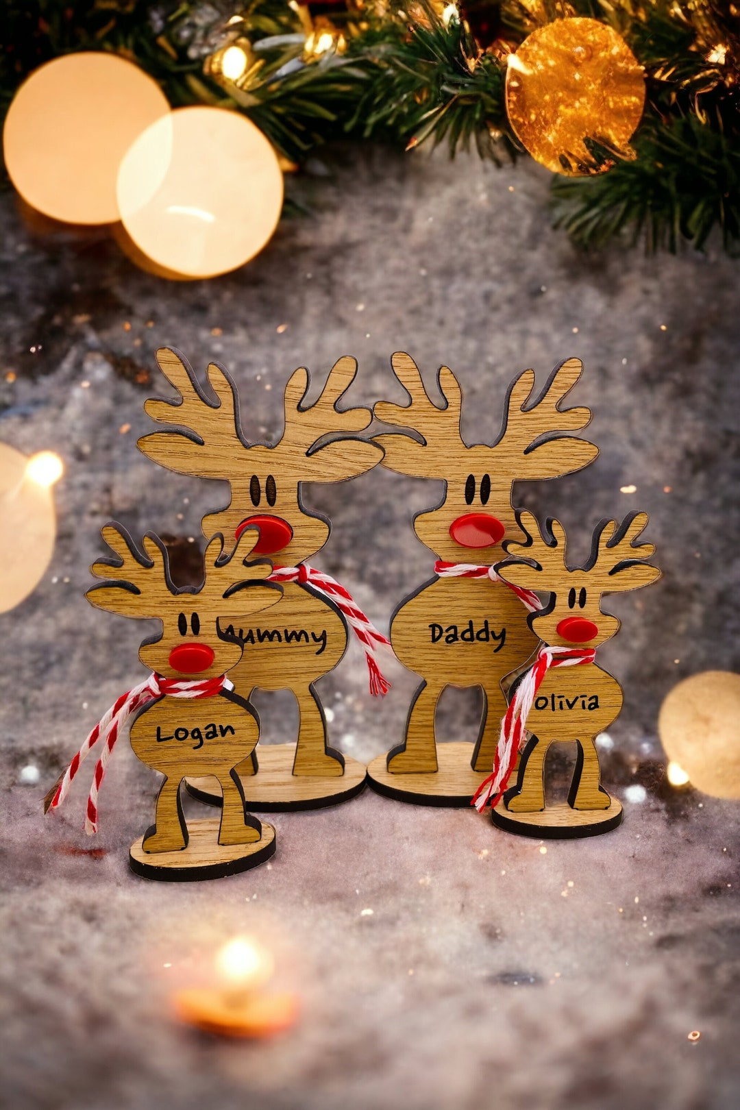 Standing Reindeer Place Names Family Christmas Table Decorations Family ...