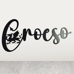 Croeso Welsh Dragon Wall Art: Black MDF Welcome Sign - Etsy UK