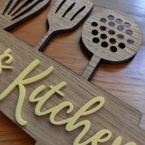 Personalised Name Kitchen Wall Sign. Utensils. Mothers Day Gift. Father ...
