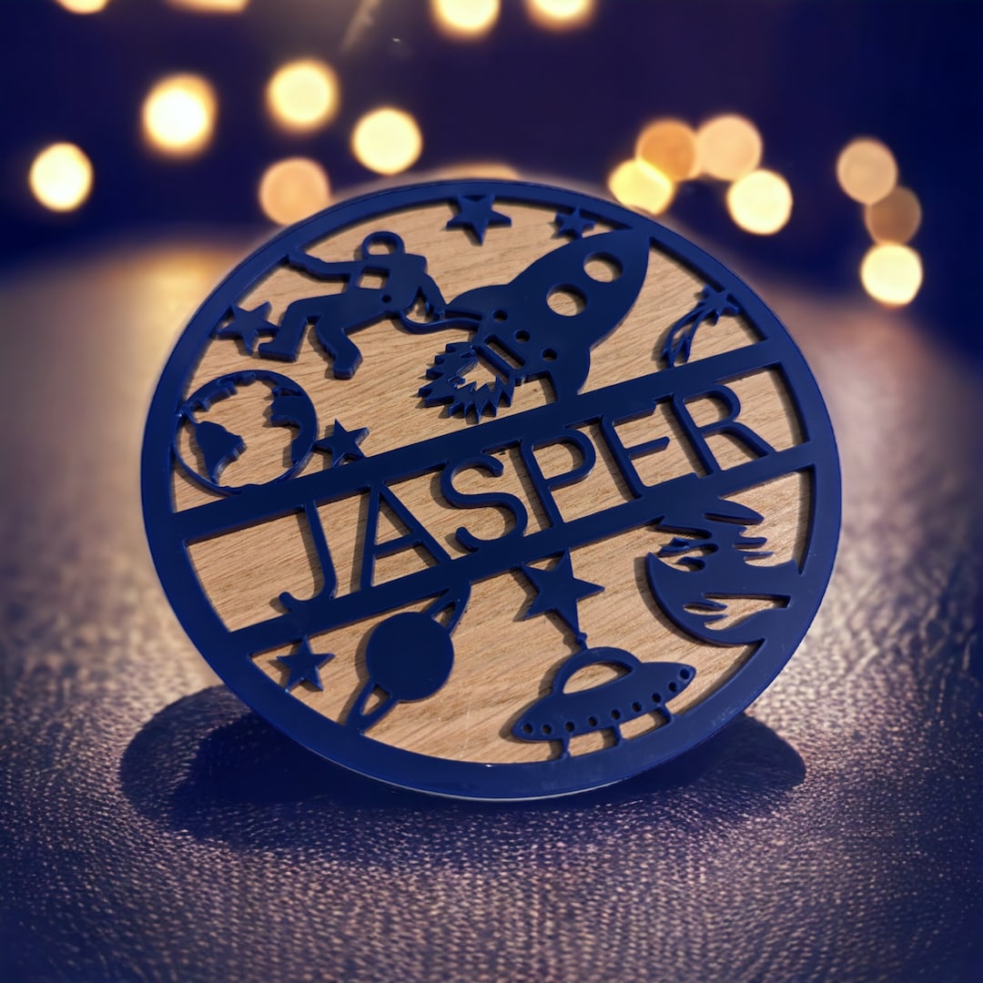 Personalised Space Theme Wall Sign Door Plaque. Astronaut, Galaxy ...