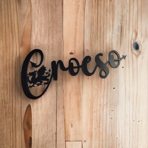 Croeso Welsh Dragon Wall Art: Black MDF Welcome Sign - Etsy UK