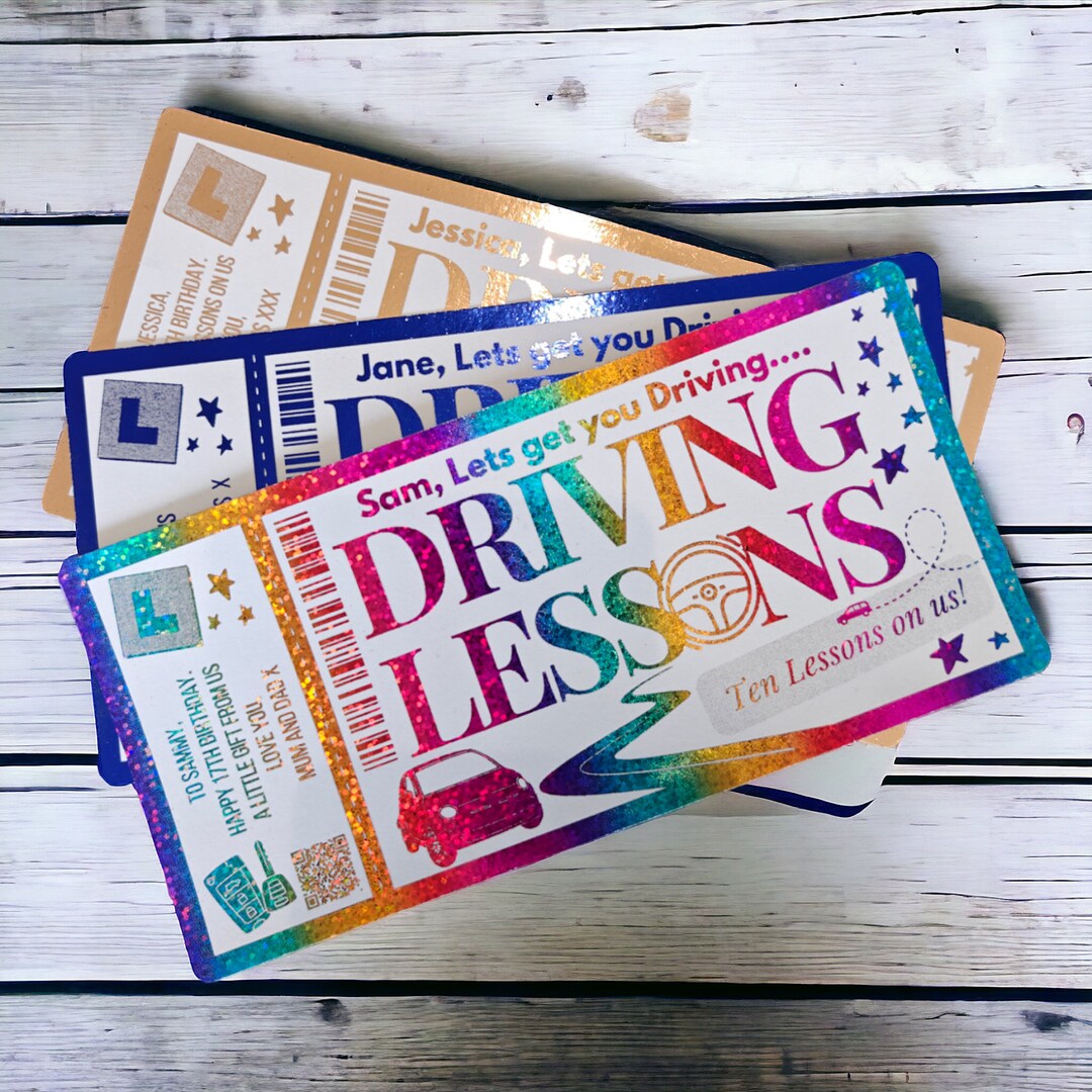 Foil Ticket Driving Lesson Gift Learner 17th Birthday - Voucher ...