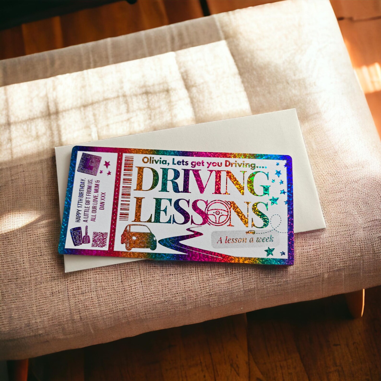 Personalised Foil Driving Lesson Gift Ticket: 17th Birthday Surprise ...