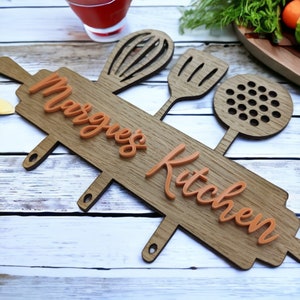 Personalised Name Kitchen Wall Sign. Utensils. Mothers Day Gift. Father ...