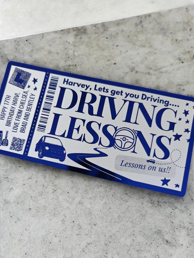 Personalised Foil Driving Lesson Gift Ticket: 17th Birthday Surprise ...