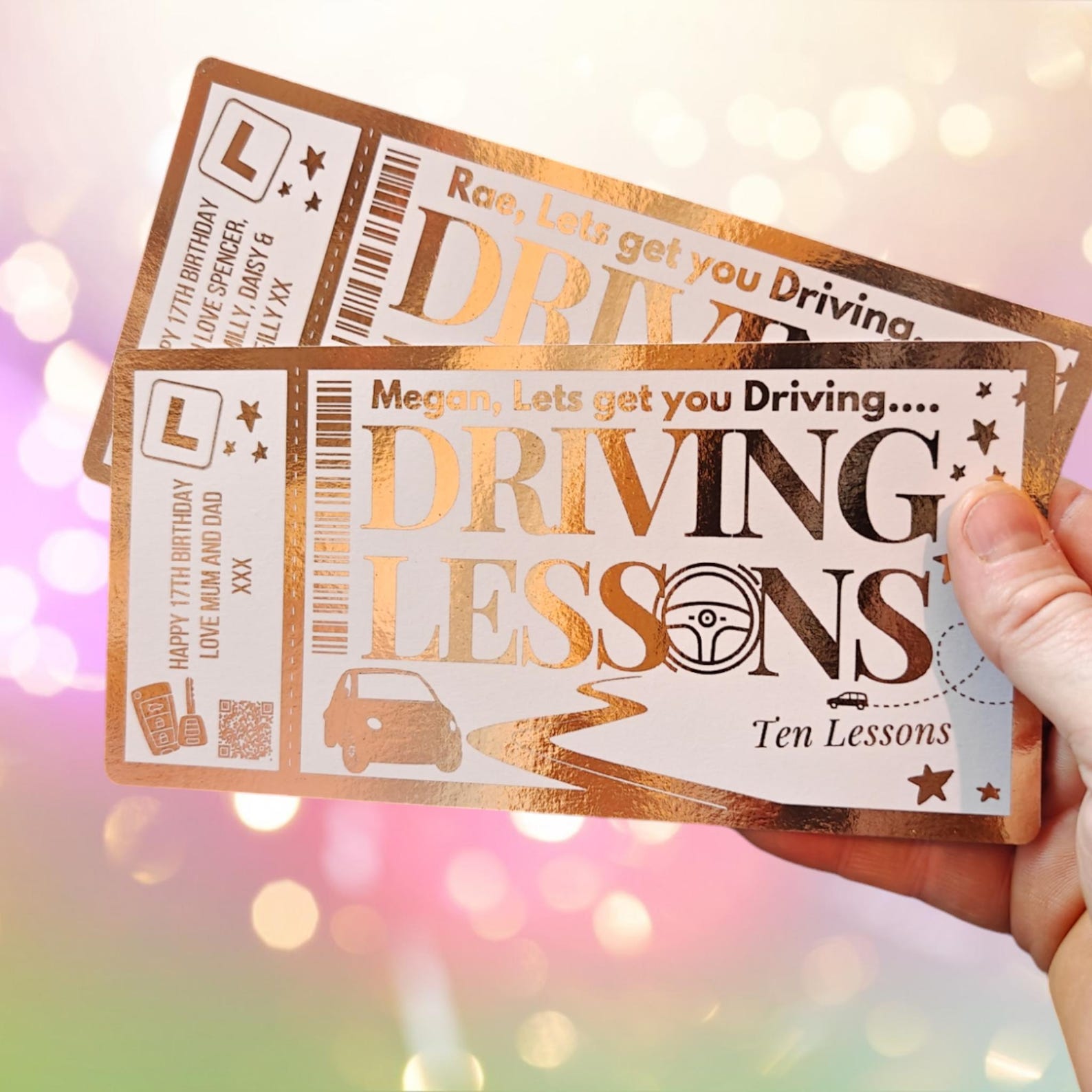 Personalised Foil Driving Lesson Gift Ticket: 17th Birthday Surprise ...