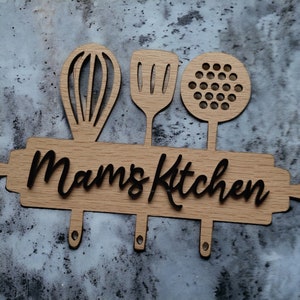 Personalised Name Kitchen Wall Sign. Utensils. Mothers Day Gift. Father ...