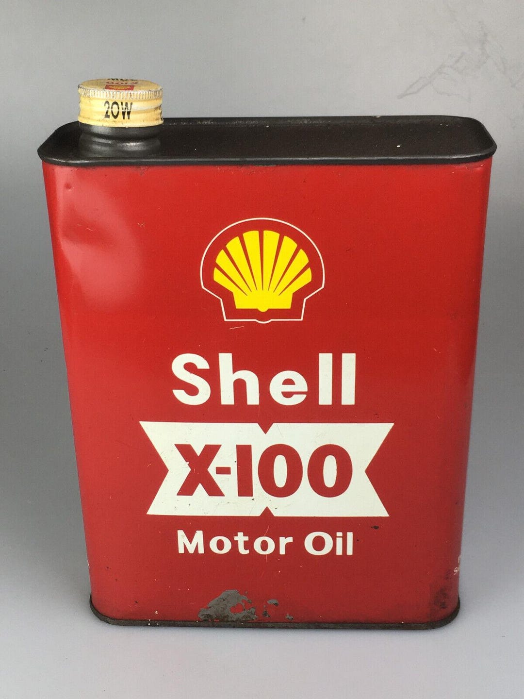 Vintage 2l Shell X-100 Motor Oil Can Metal Bottle - Etsy