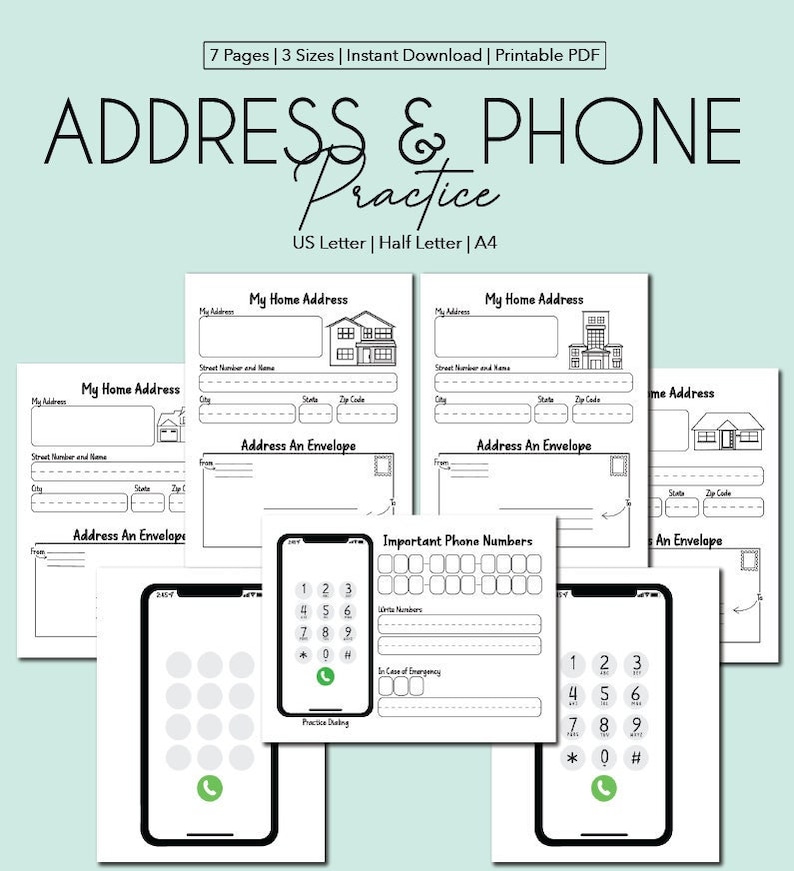 Address & Phone Number Practice - Etsy