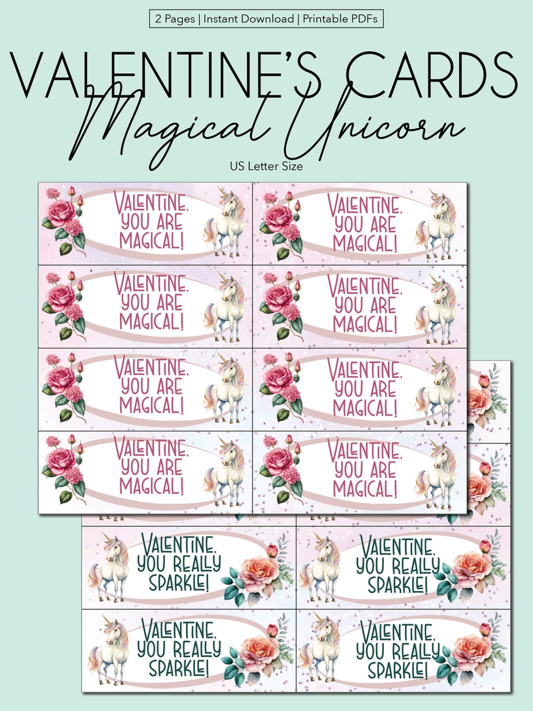 Valentine's Exchange Cards - Magical Unicorn - Printable for Class or ...