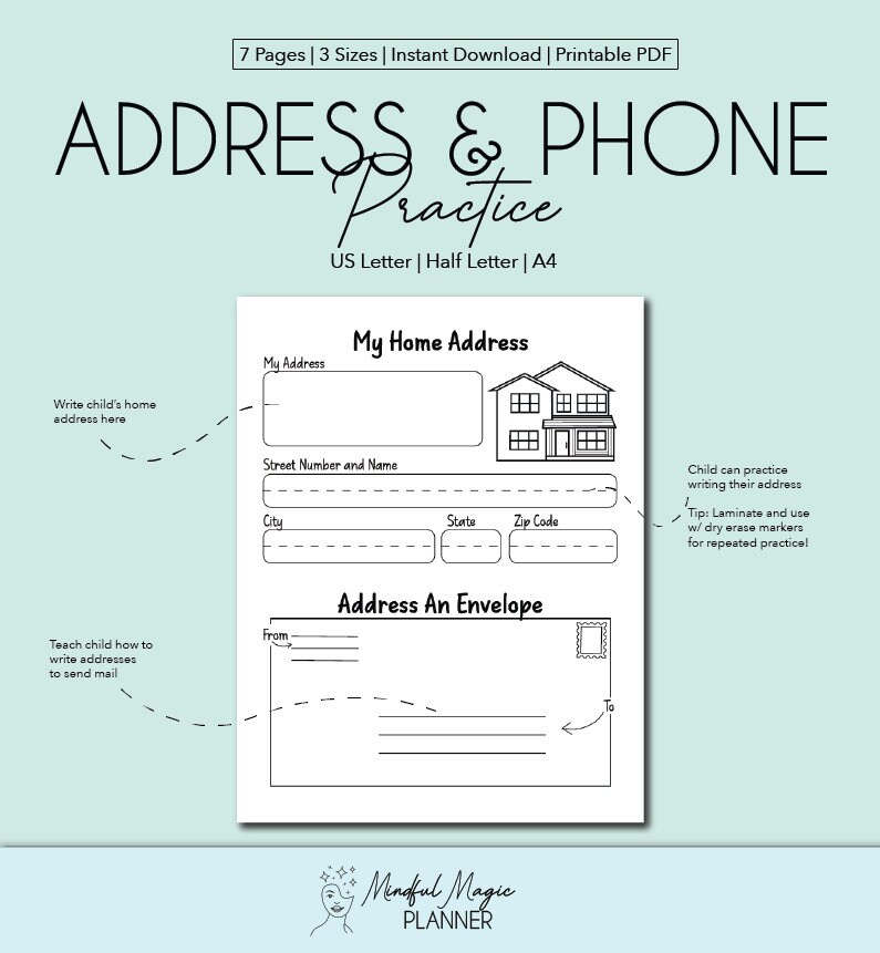 Address & Phone Number Practice - Etsy