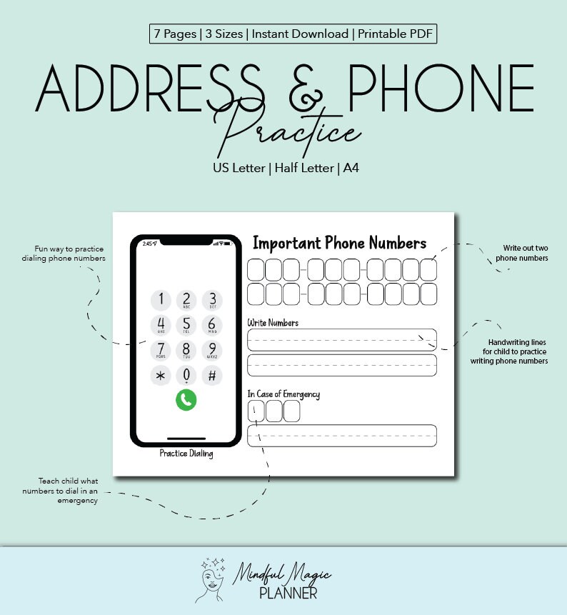 Address & Phone Number Practice - Etsy