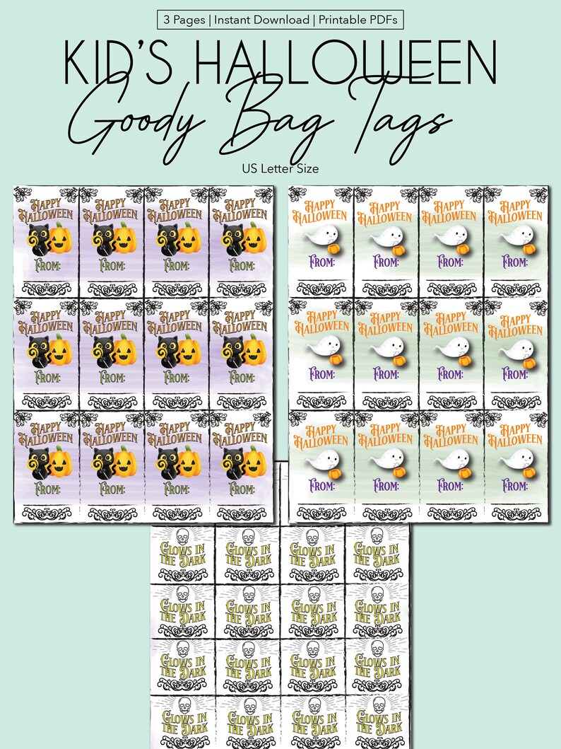 Halloween Goody Bag Favor Tags- Printable - Etsy