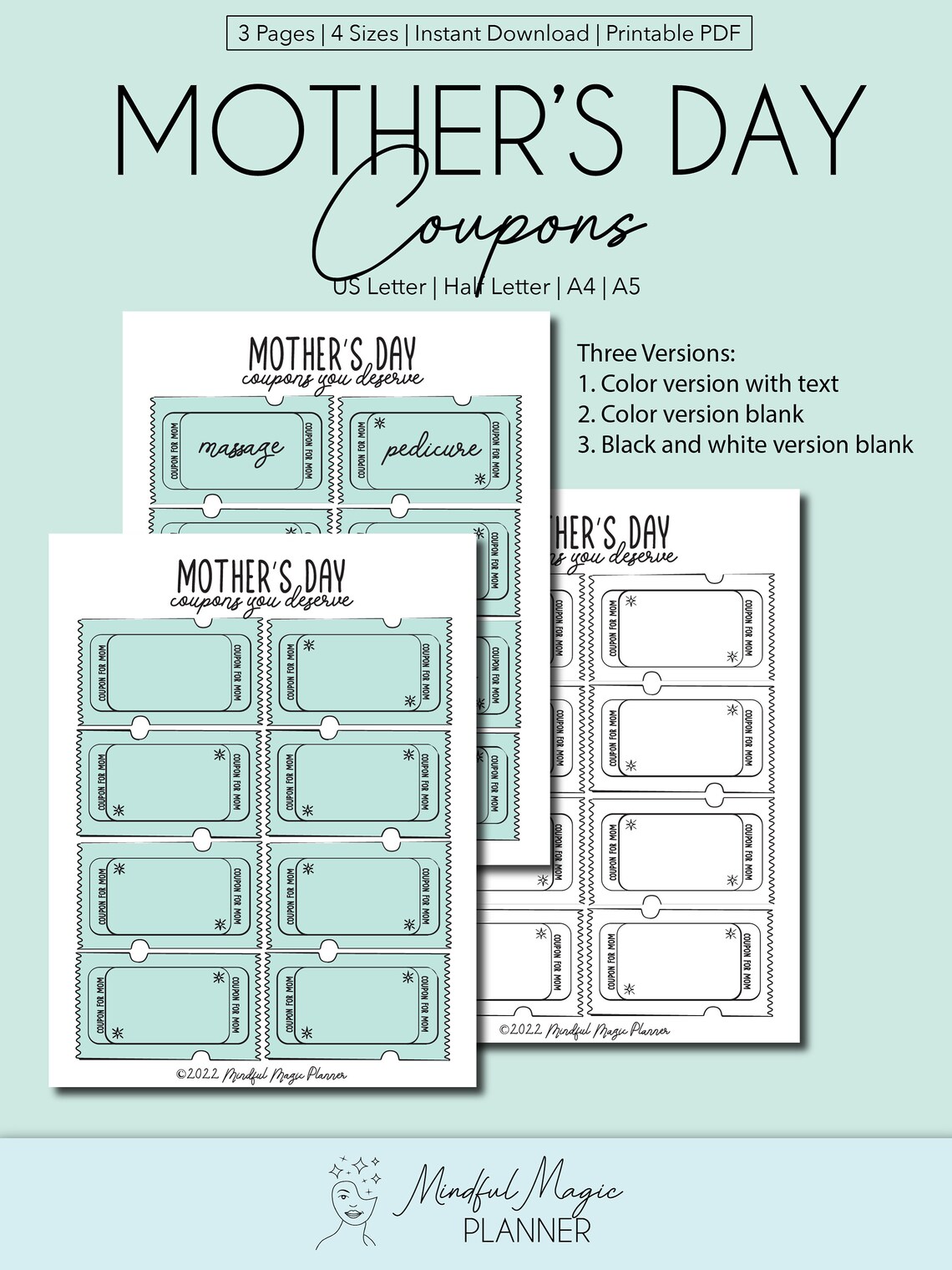 Mother's Day Coupons - Instant Download Printable Gift - Etsy