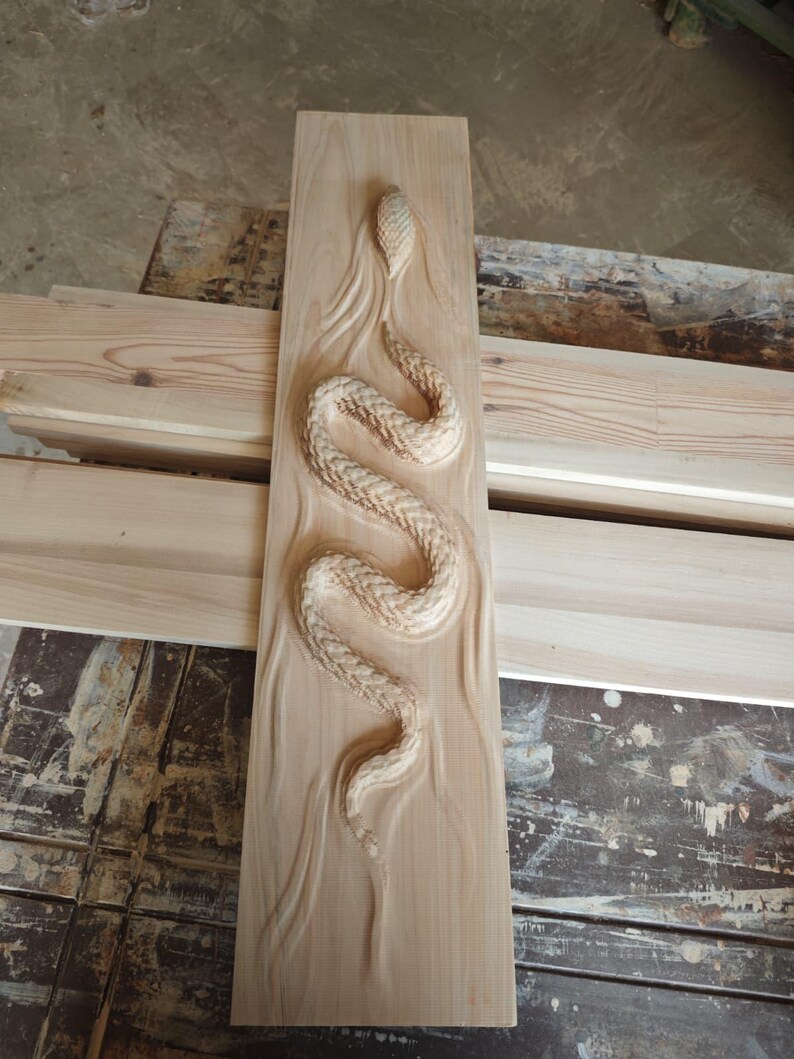 Handcrafted 3D Wooden Snake Wall Art – Organic Wave Design | Modern ...