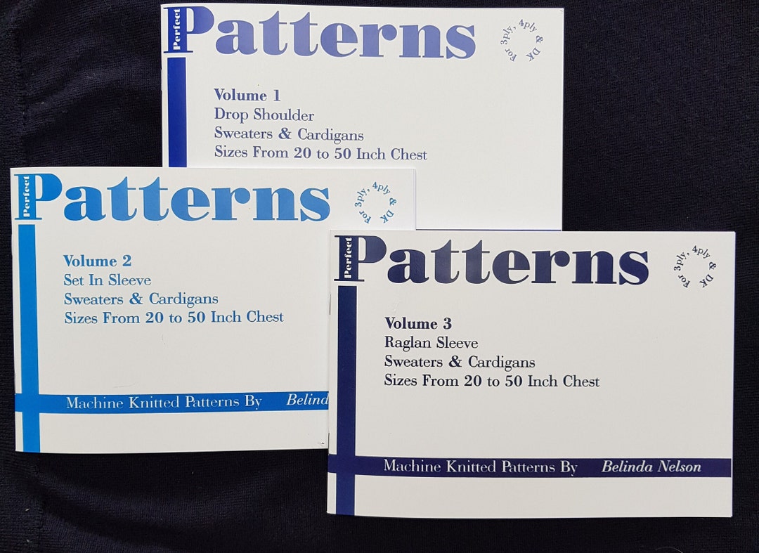 3 Machine Knitting Books 3,4ply and DK. Drop Shoulder, Set in Sleeve ...