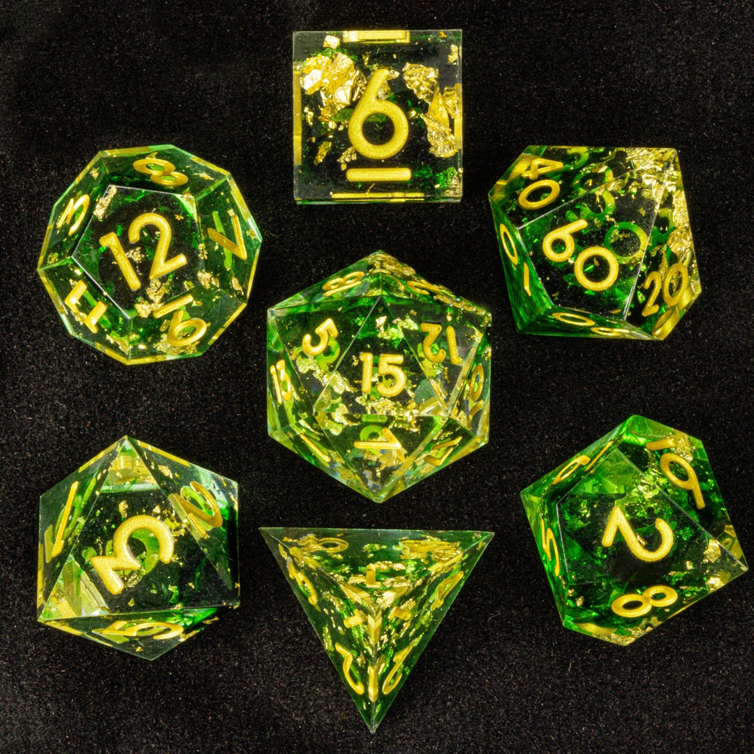 Green Sharp Edge Dice Setresin Dnd Dice Set for Role Playing - Etsy