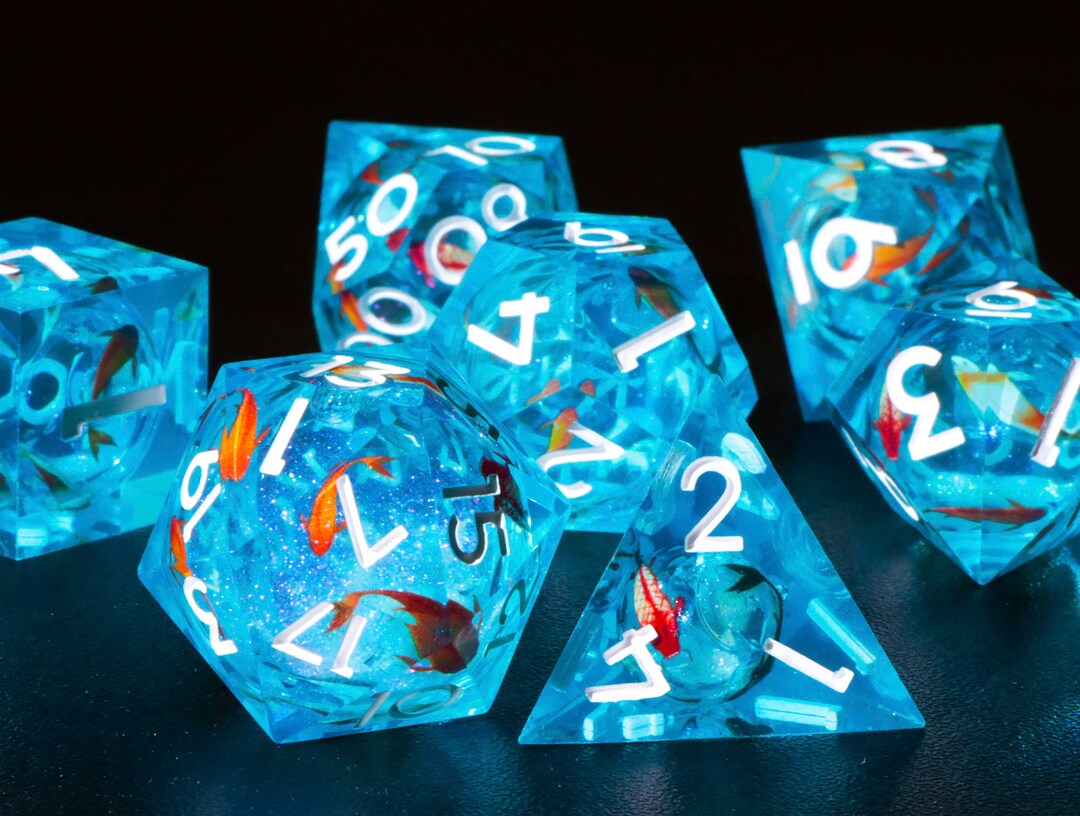 Liquid Core Dice Set , Koi Fish Dice Set Liquid Core for Role Playing ...
